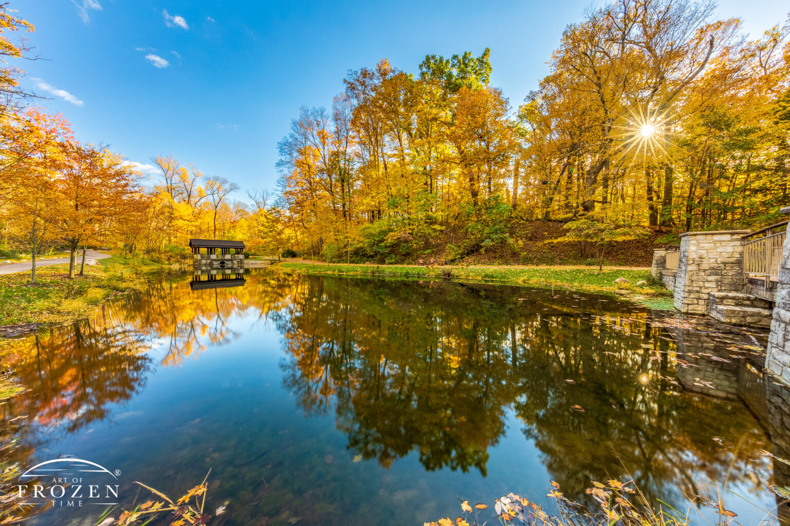 Dogwood Pavilion Surrounded by Autumn-colored Trees, Hills and Dales ...