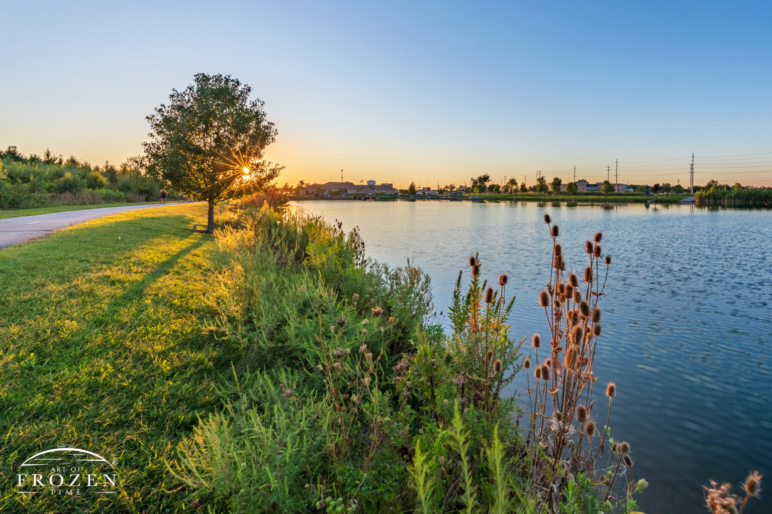 Sunset Over Voice of America MetroPark Lake No. 4 | Art of Frozen Time